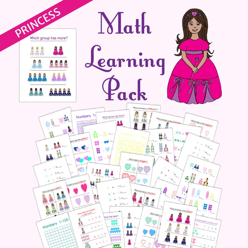 Princess Math Pack Preschool Math Pack Math Printables - Etsy