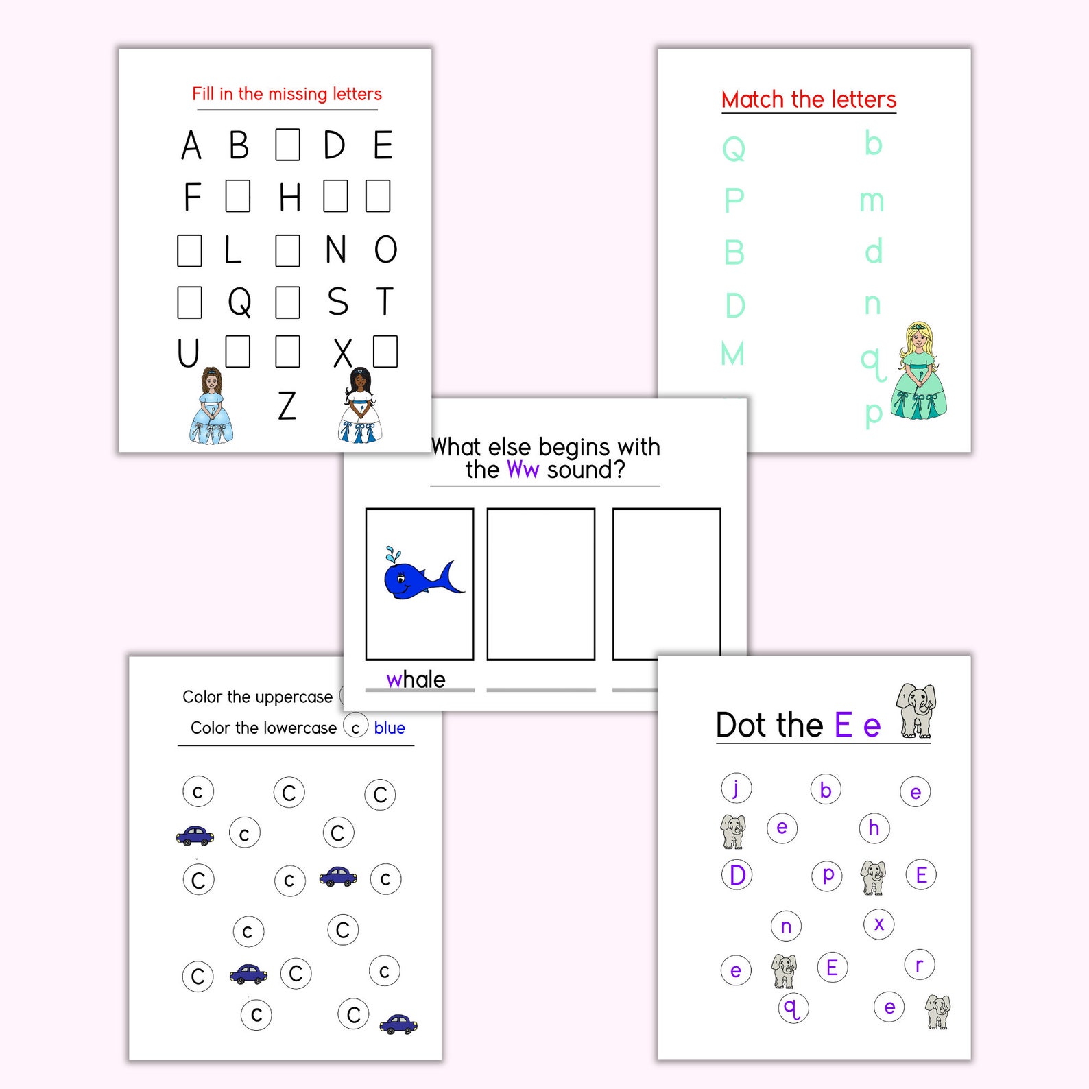 Princess Letter Learning Pack, Learning Letters, Princess Alphabet ...