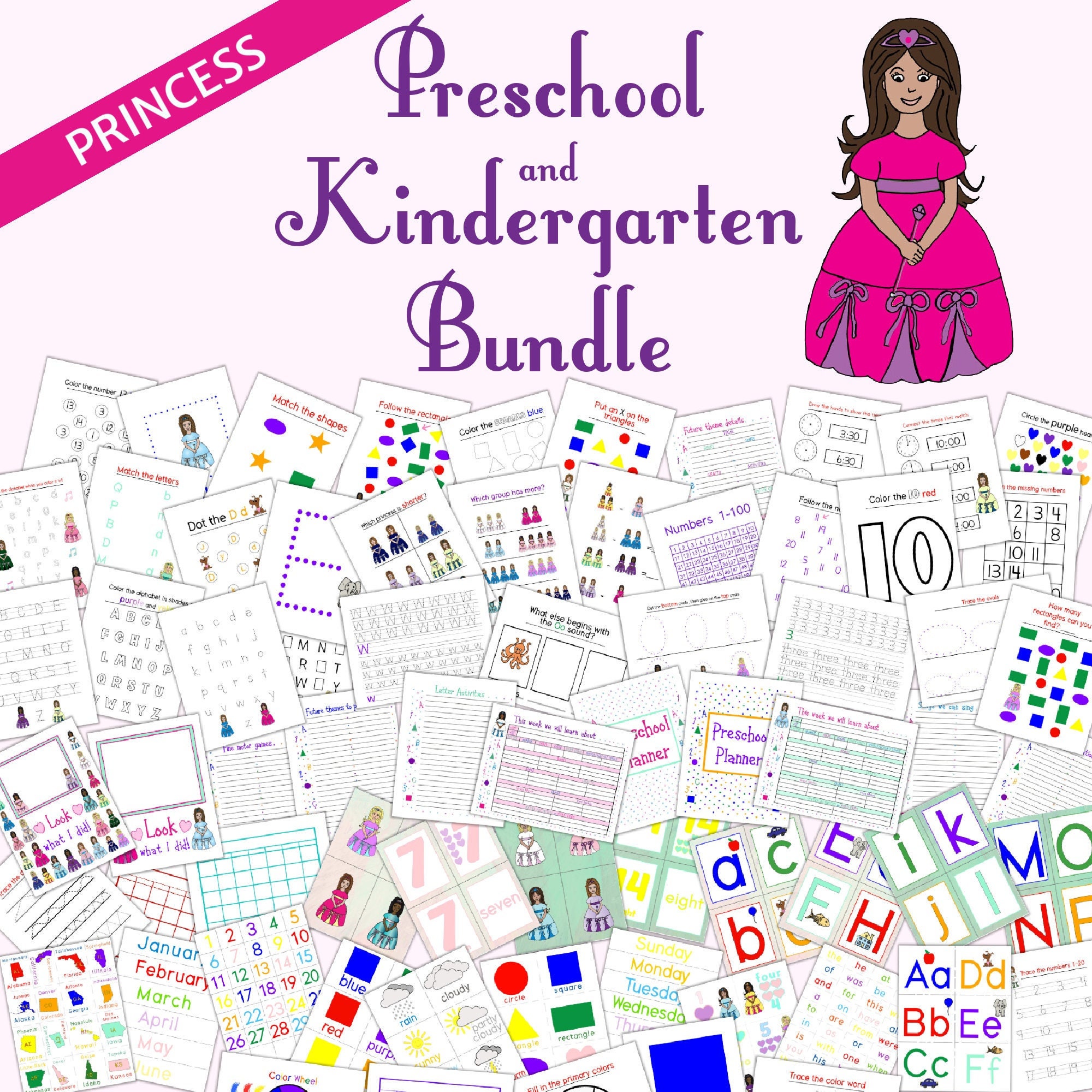 Princess Preschool Bundle, Princess Kindergarten Bundle, Preschool ...