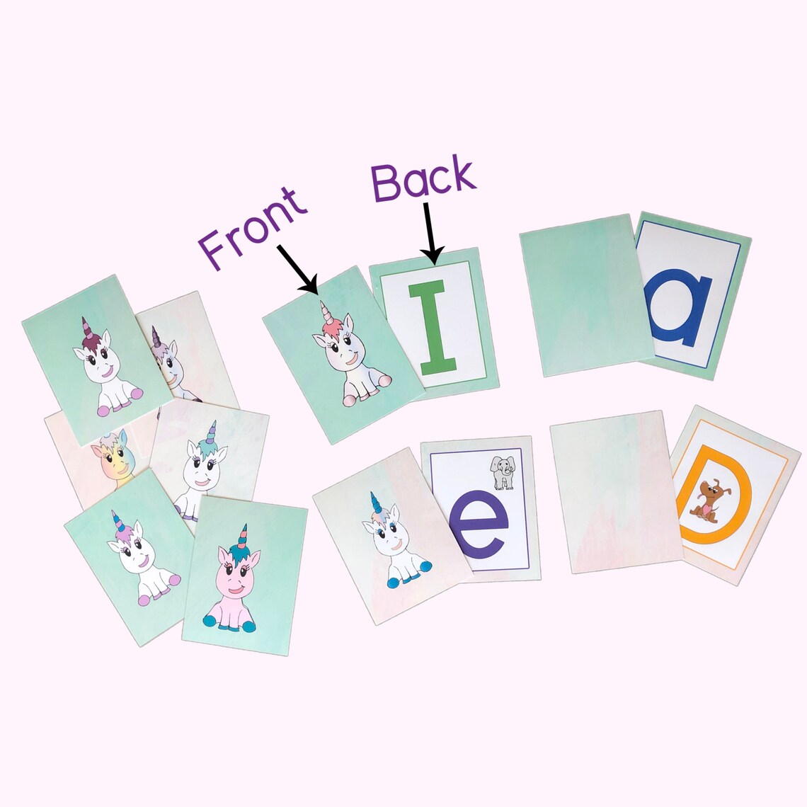 Unicorn Letter Flashcards Unicorn Alphabet Flashcards - Etsy