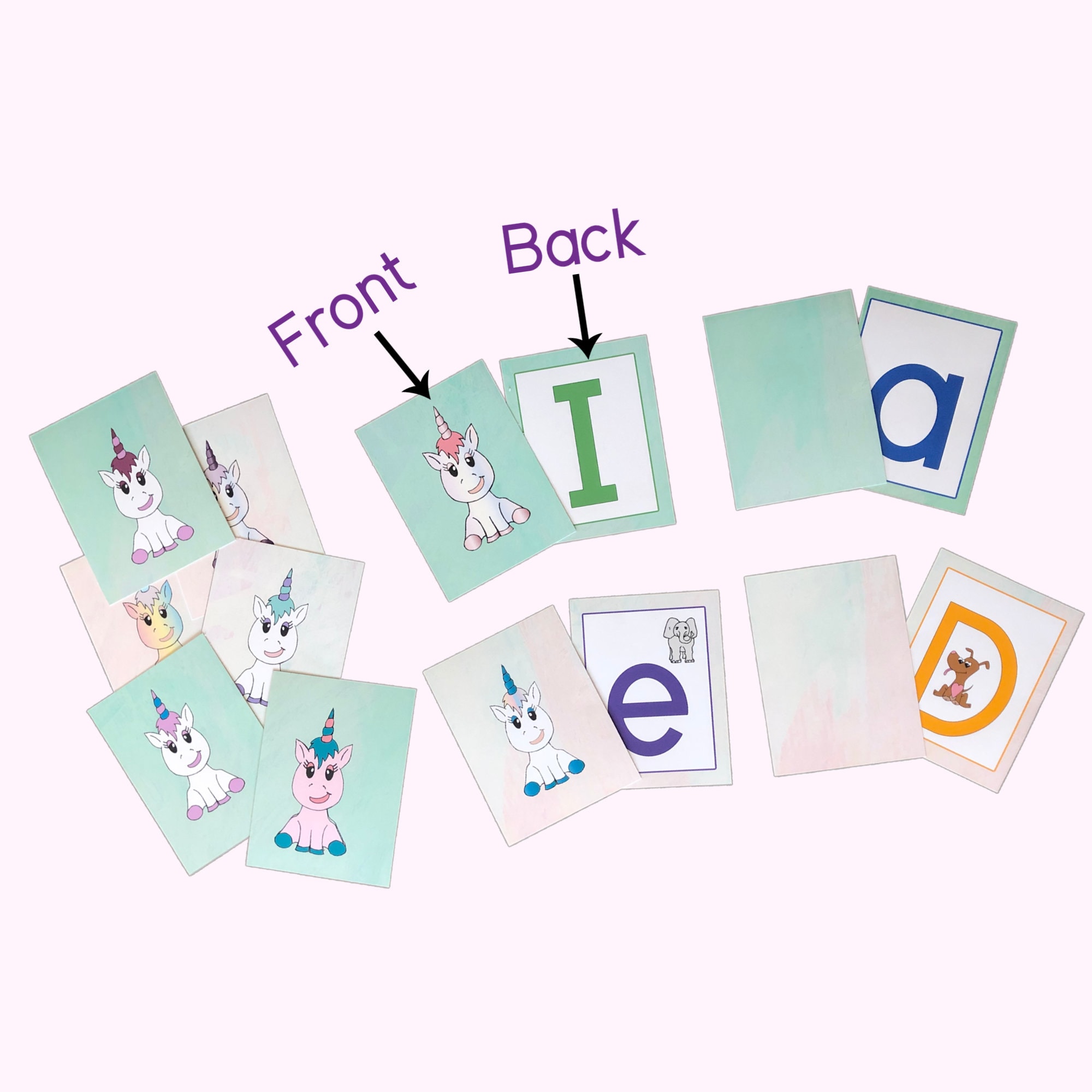Unicorn Letter Flashcards Unicorn Alphabet Flashcards - Etsy