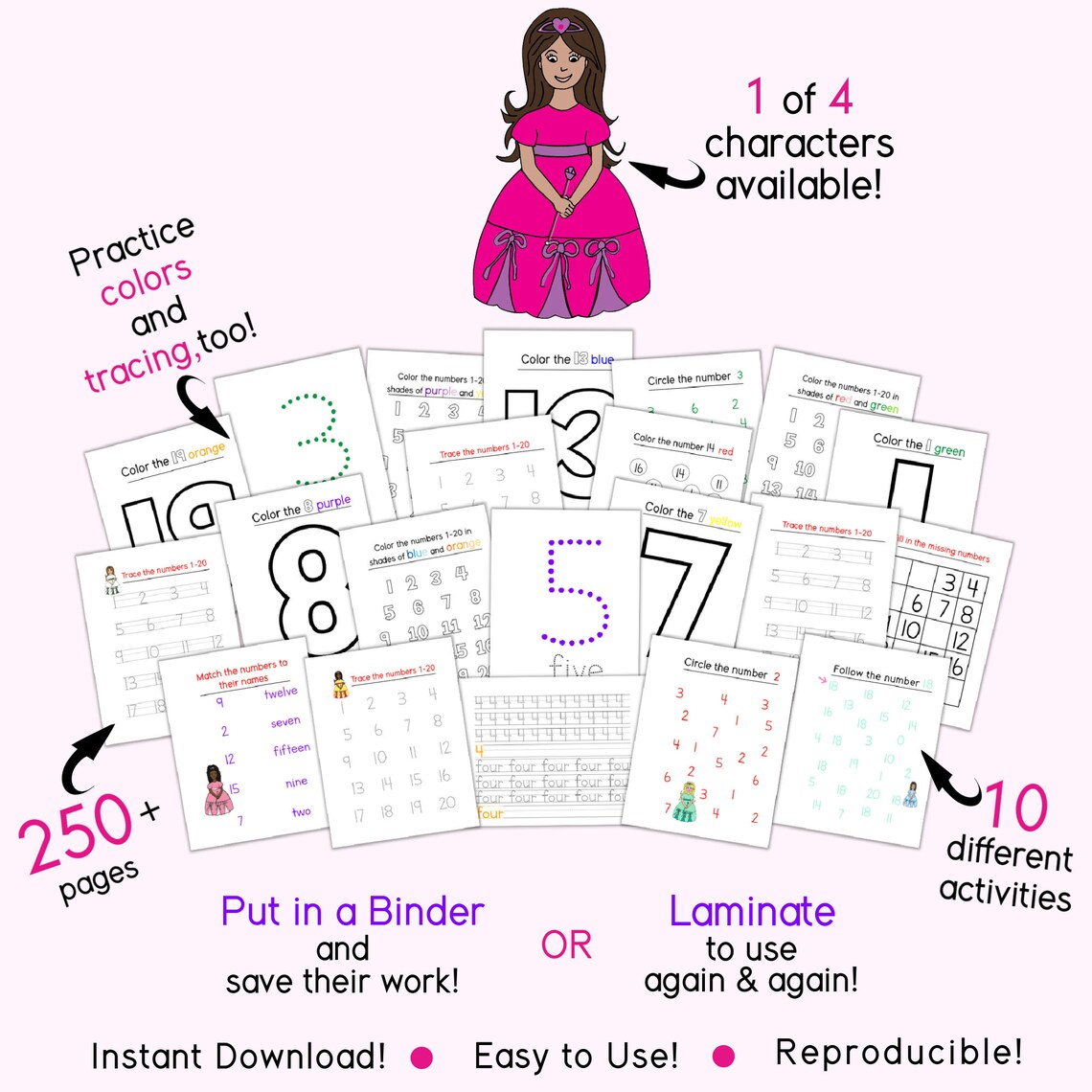Princess Number Learning Pack, Learning Numbers, Princess Counting ...