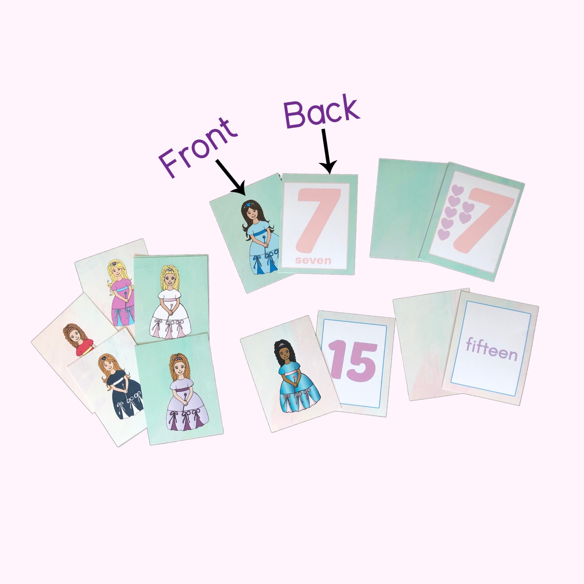 Princess Number Flashcards, Princess Counting Flashcards, Preschool ...