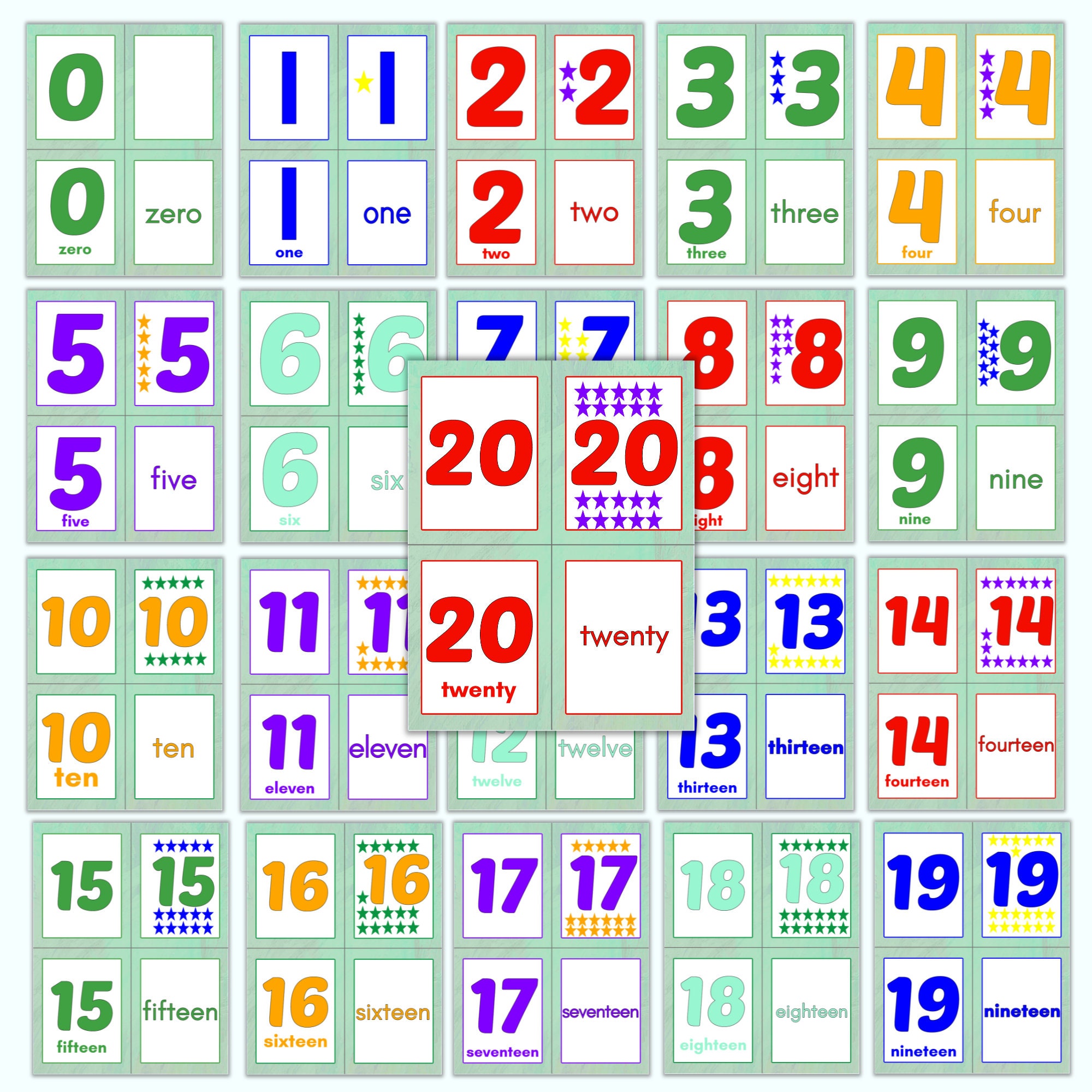 Dinosaur Number Flashcards, Dinosaur Counting Flashcards, Preschool ...