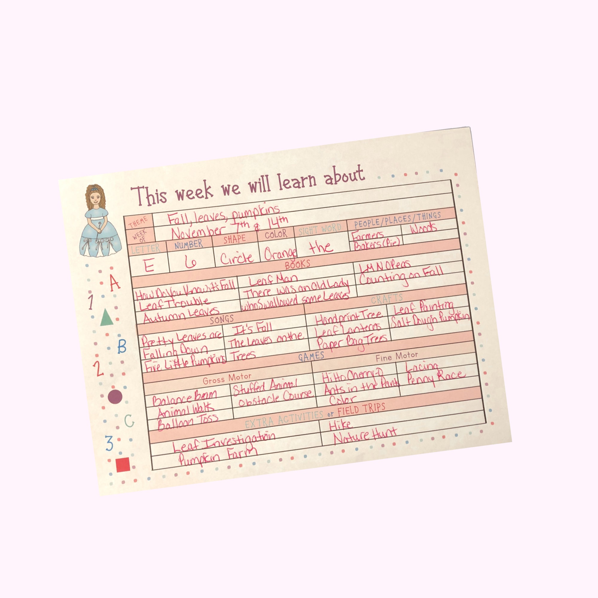 Princess Preschool Planner Princess Preschool Preschool - Etsy