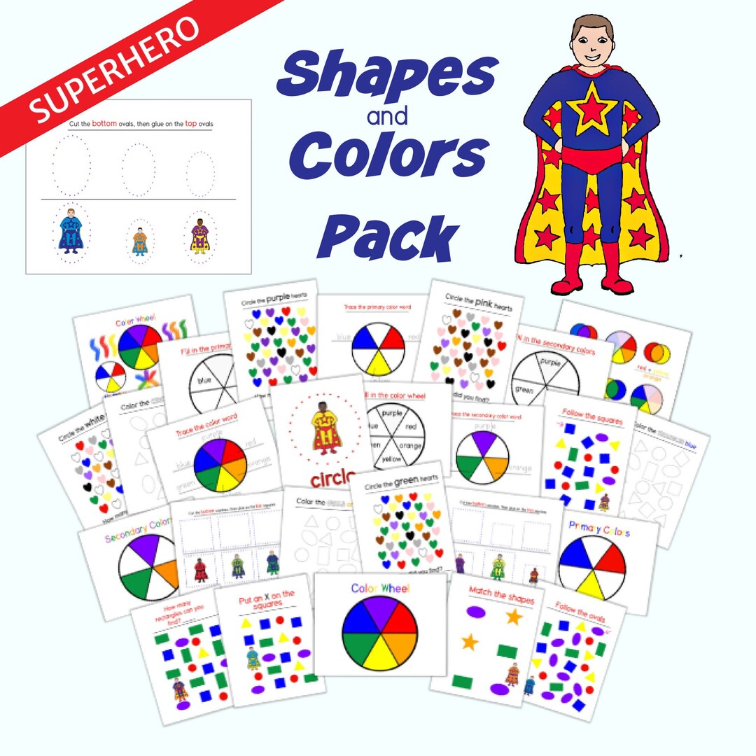 Superhero Shapes and Colors,shapes and Colors Workbook,preschool Shapes ...