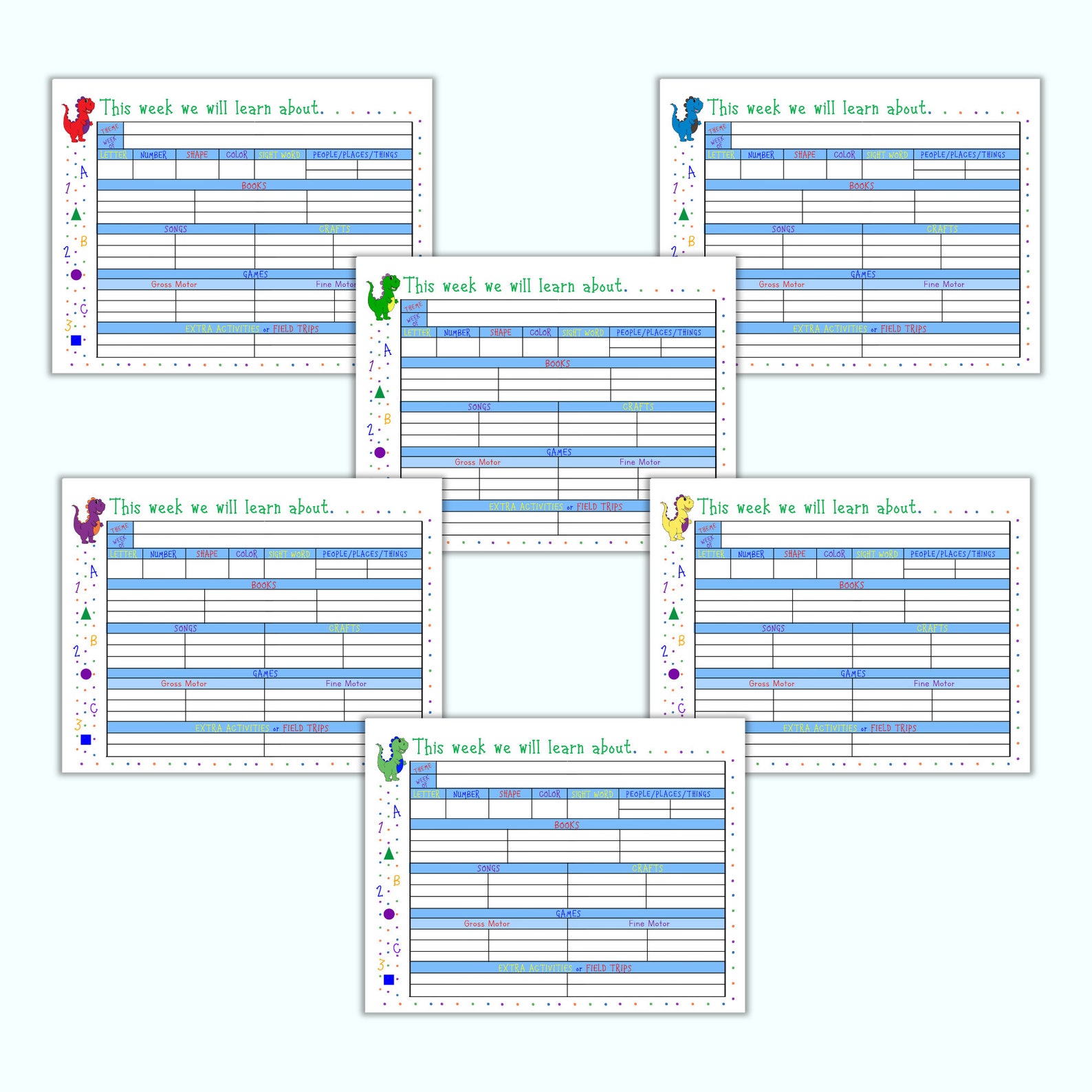 Dinosaur Preschool Planner, Dinosaur Preschool, Preschool Planner ...