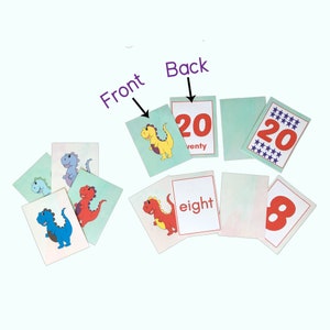 Dinosaur Number Flashcards, Dinosaur Counting Flashcards, Preschool ...