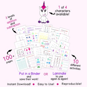 Unicorn Math Pack, Preschool Math Pack, Math Printables, Preschool Math ...