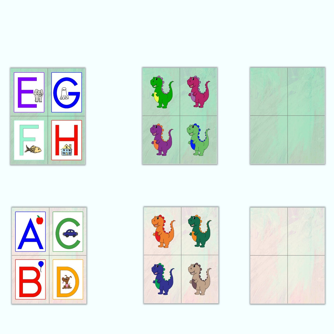 Dinosaur Letter Flashcards Dinosaur Alphabet Flashcards - Etsy