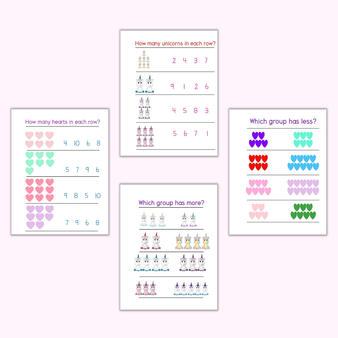 Unicorn Math Pack, Preschool Math Pack, Math Printables, Preschool Math ...