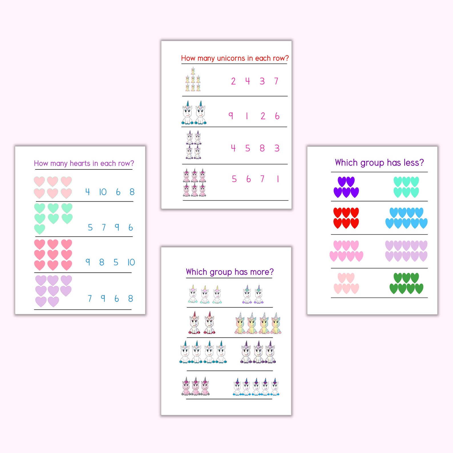 Unicorn Math Pack, Preschool Math Pack, Math Printables, Preschool Math ...