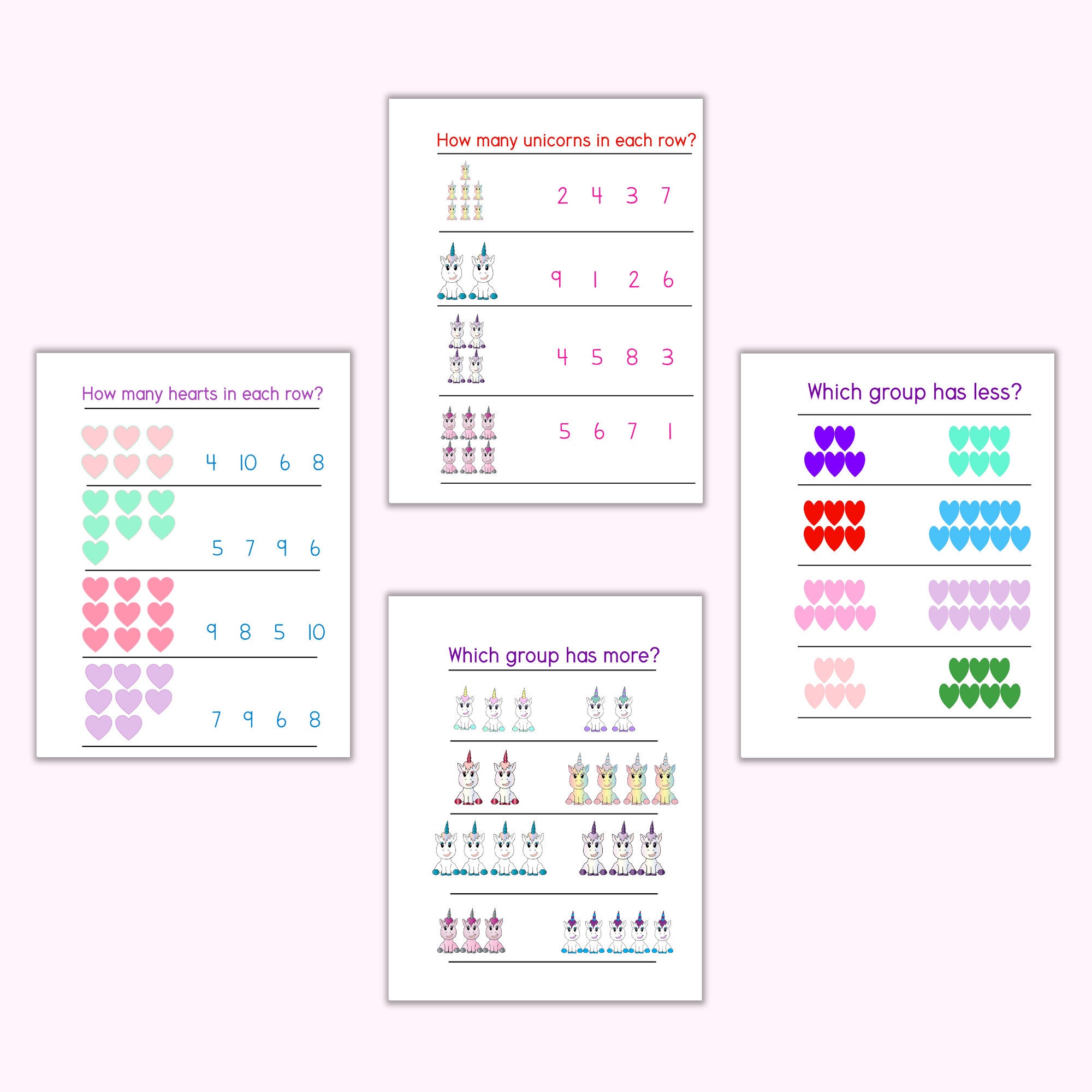 Unicorn Math Pack, Preschool Math Pack, Math Printables, Preschool Math ...