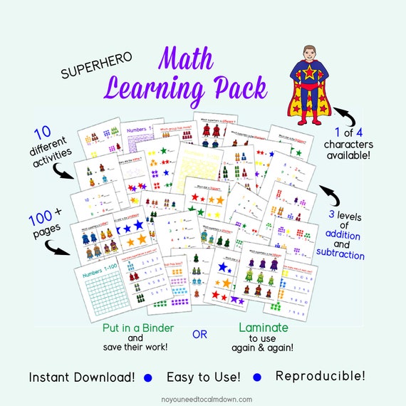 Superhero Math Pack Preschool Math Pack Math Printables - Etsy