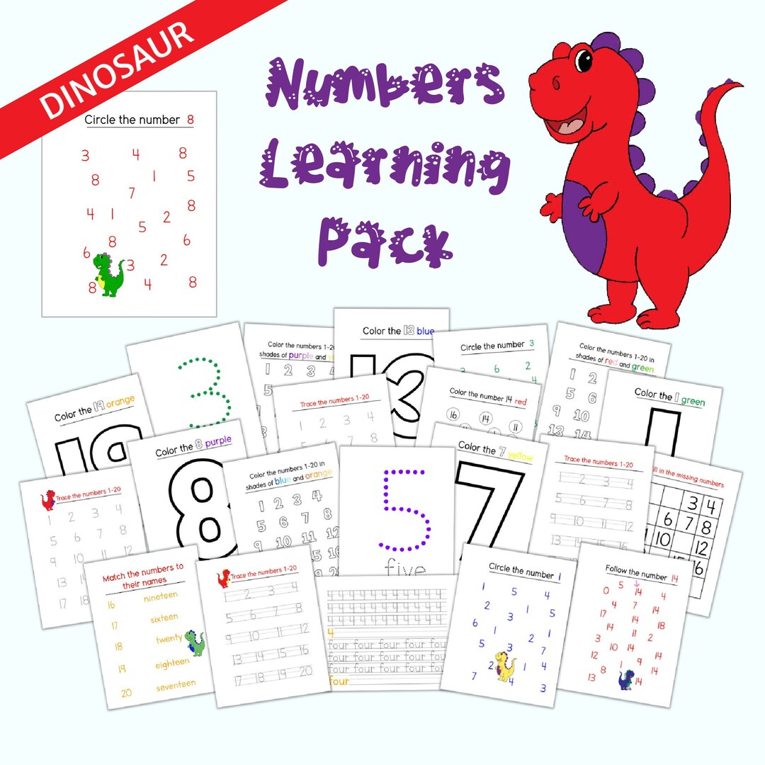 Dinosaur Number Learning Pack, Learning Numbers, Dinosaur Counting ...