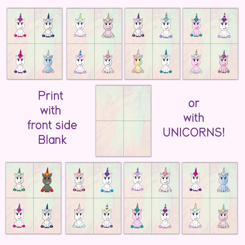 Unicorn Number Flashcards, Unicorn Counting Flashcards, Preschool ...