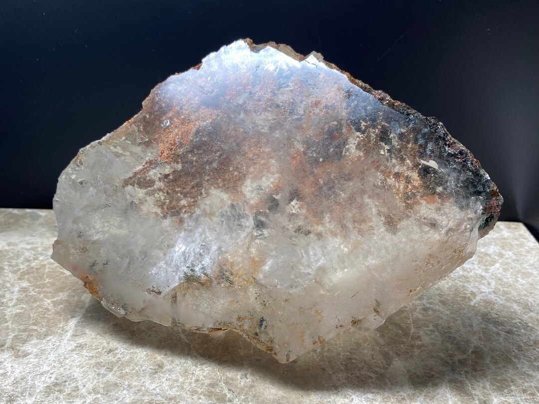 XL Clear Garden Quartz Geode W/ Black Mica Inclusions 1253g - Etsy