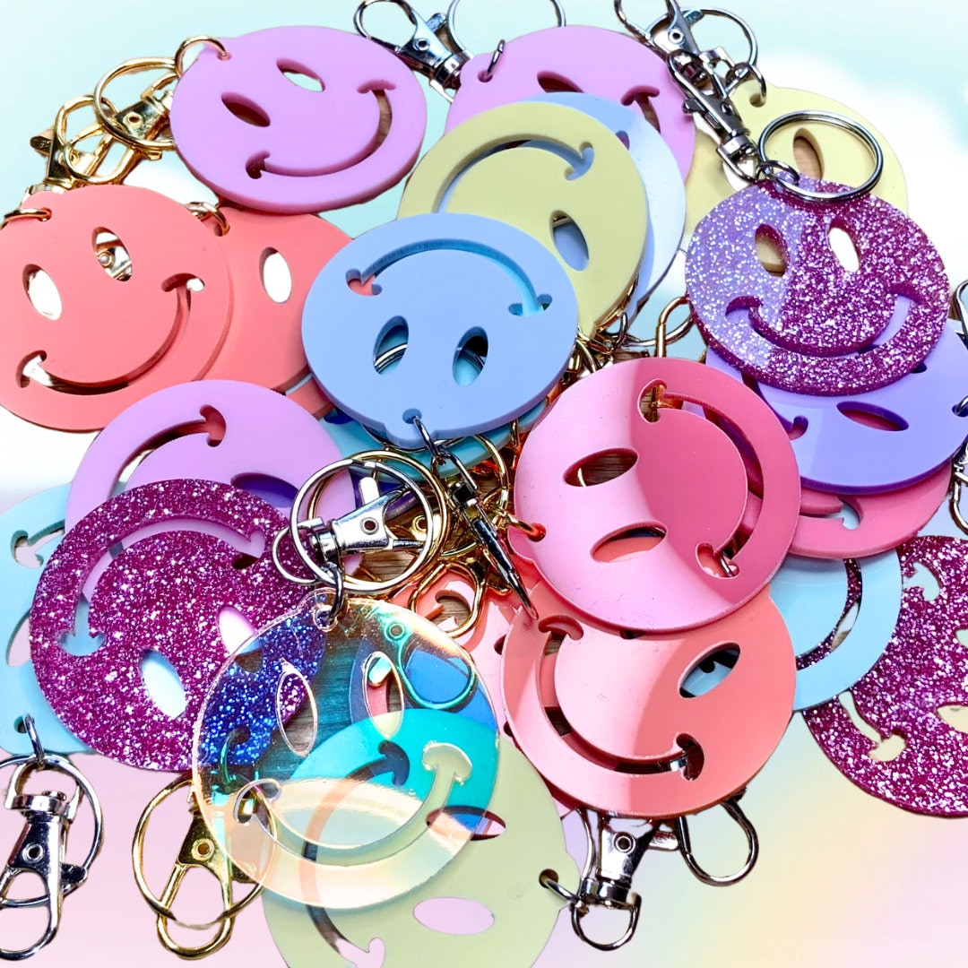 Acrylic Backpack Charm | Smiley Keychain | Cute Bag Tag - Etsy