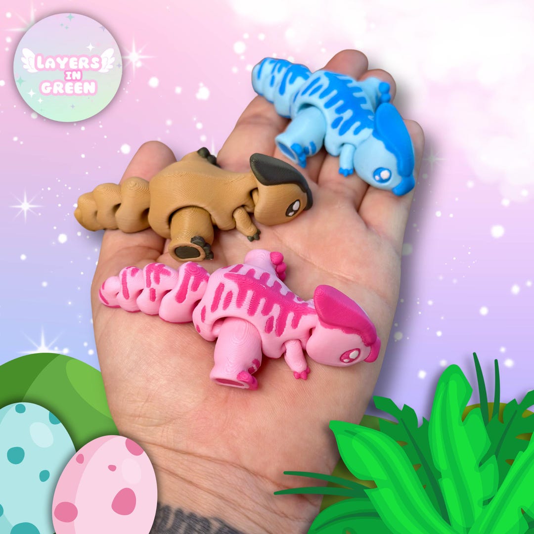 3D Printed Articulated Parasaur Dino Fidget Toy | Flexi | Cute Gift for ...