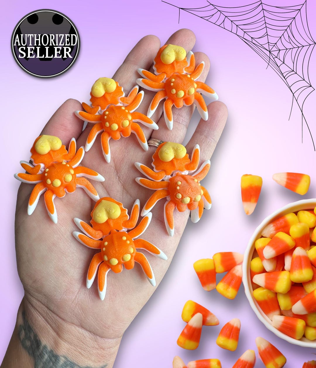 3D Printed Cute Halloween Candy Corn Spider | Articulated Fidget Toy - Etsy