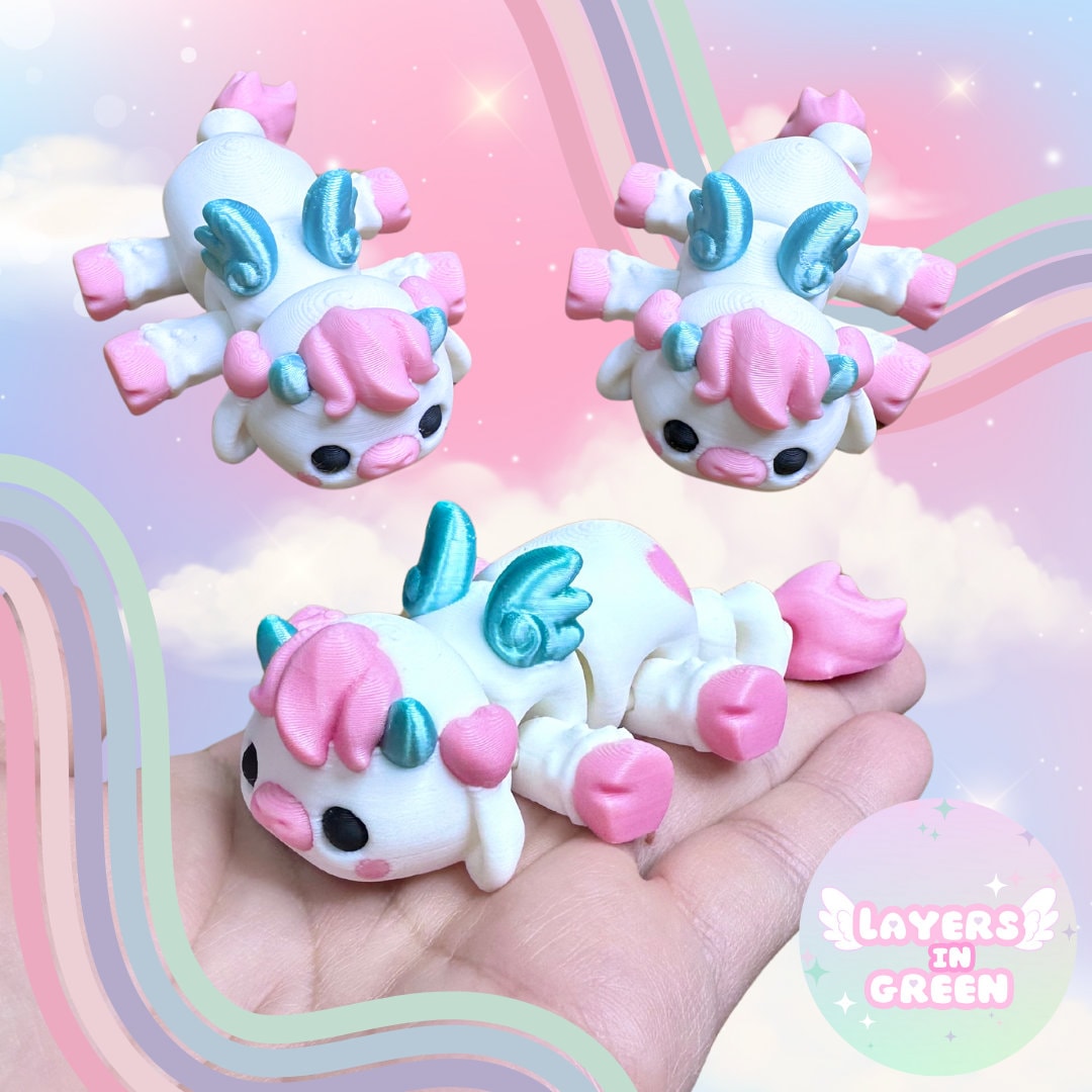 Cute 3D Printed Strawberry Cupid Cow Articulated Fidget Toy | Sensory ...