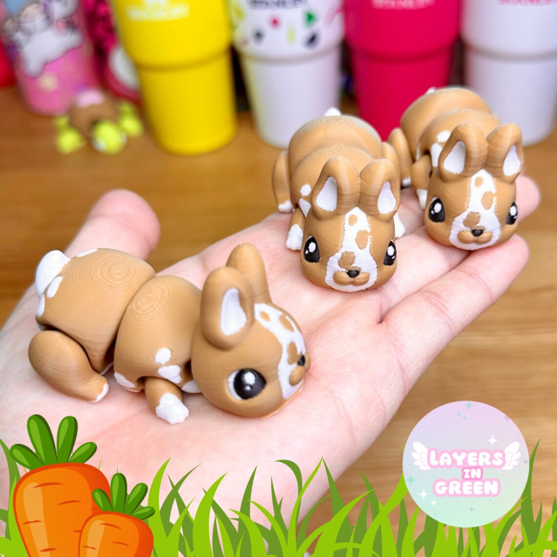 3D Printed Articulated Bunny Fidget Toy | Flexi | Easter Gift for Kids ...