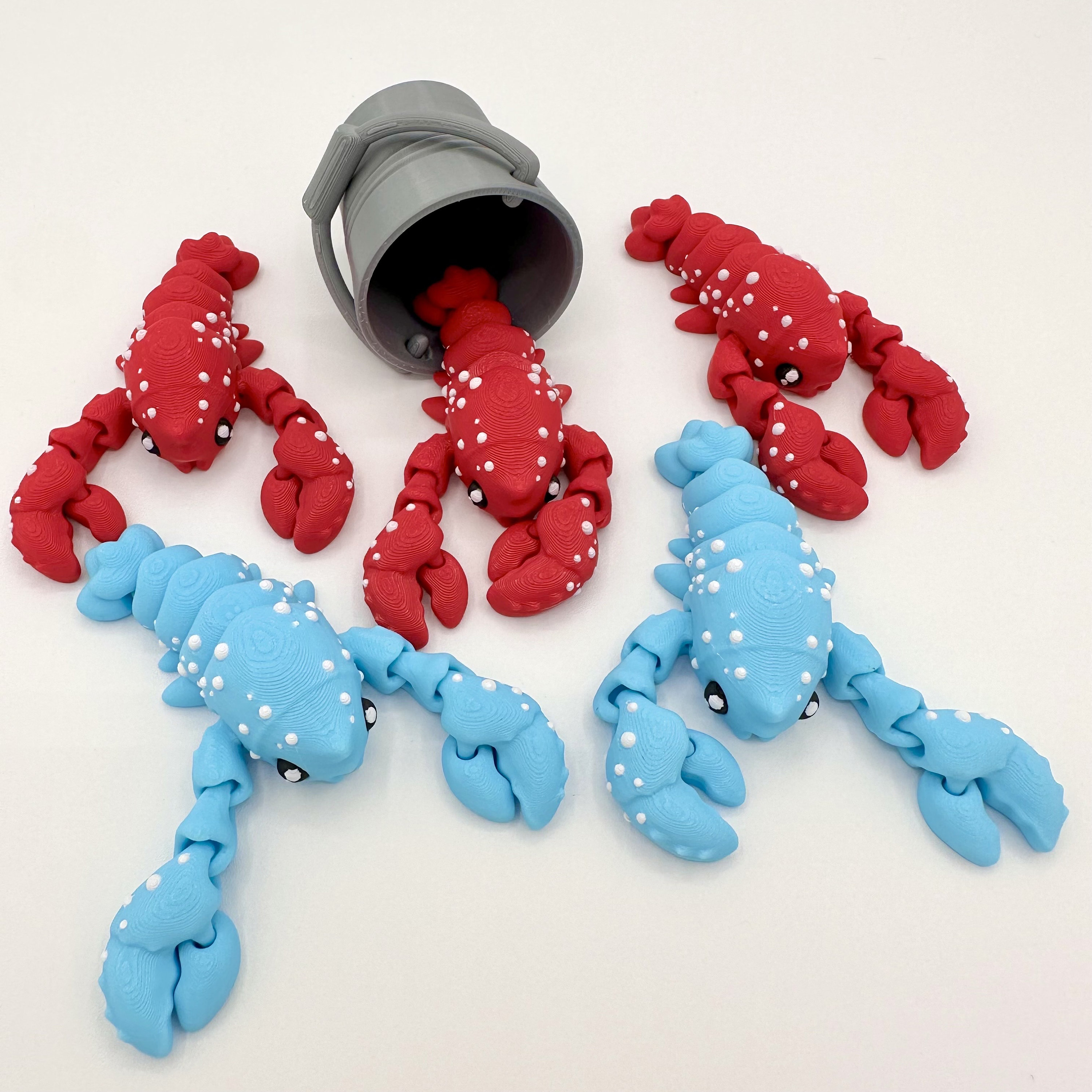 3D Printed Lobster With Bucket Articulated Fidget Toy - Etsy