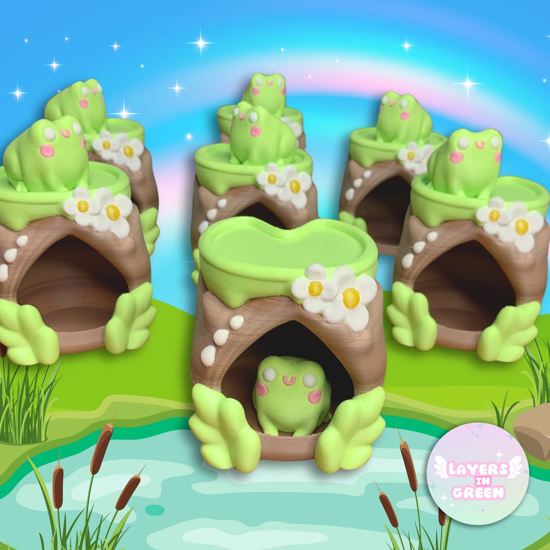 3D Printed Frog Hut and Frog With a Butt! | Desk Buddy Decor - Etsy