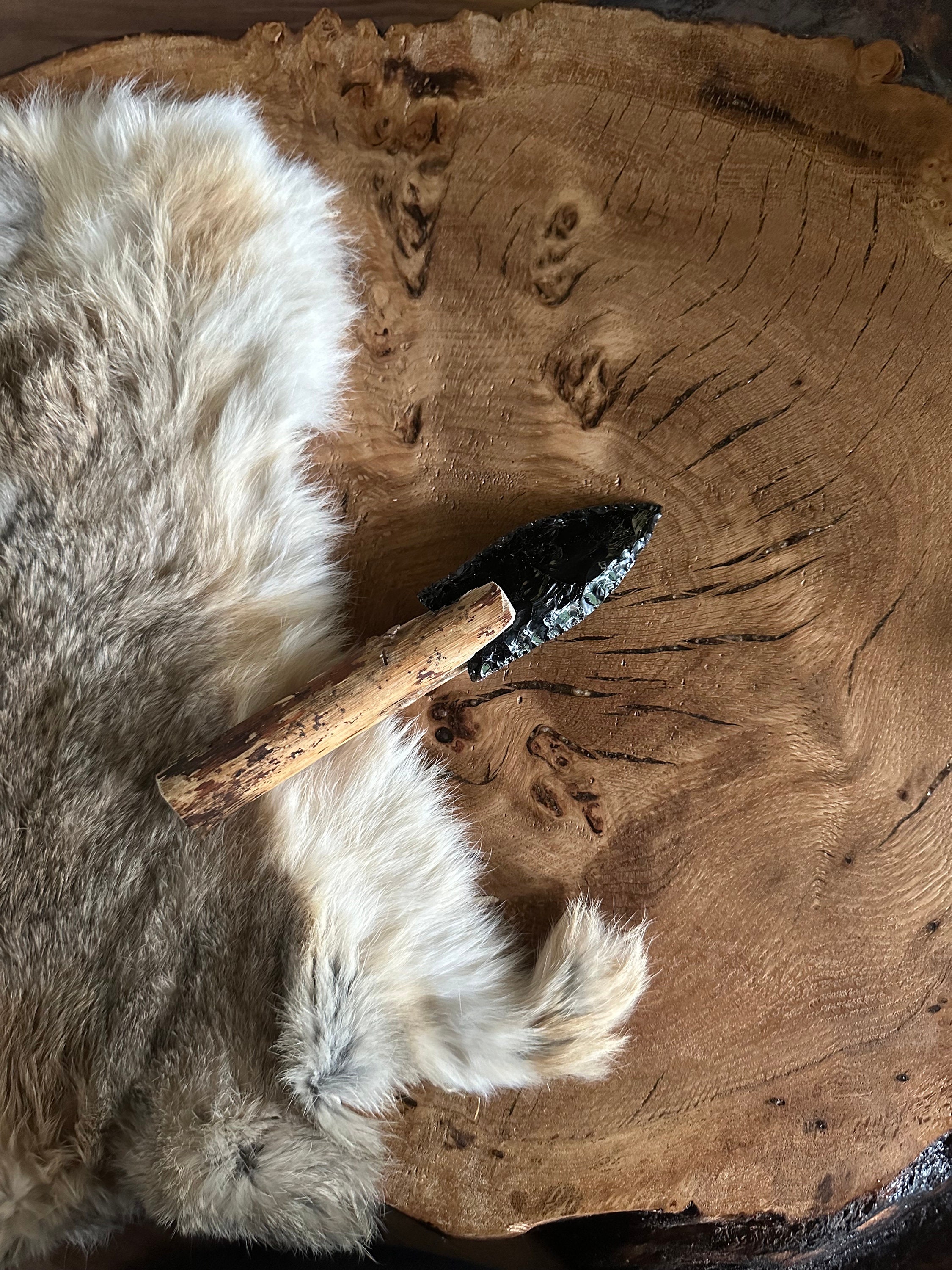Obsidian Arrow Knife | Primitive Knife | Bison Skinner | Hunt Primitive ...