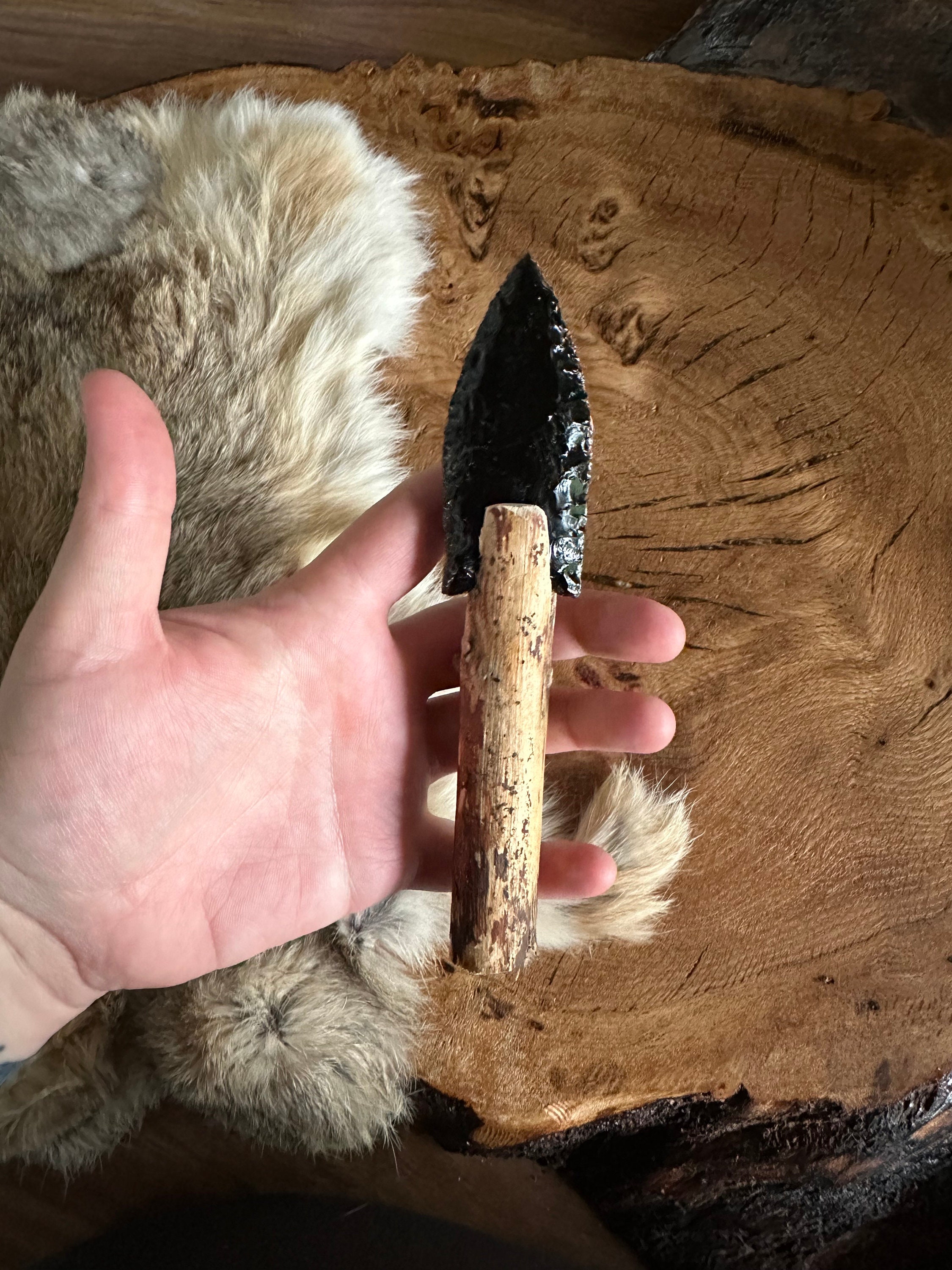 Obsidian Arrow Knife | Primitive Knife | Bison Skinner | Hunt Primitive ...