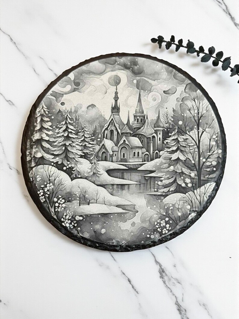 Engraved Christmas Slate Coaster: Rustic Holiday Designs - Etsy