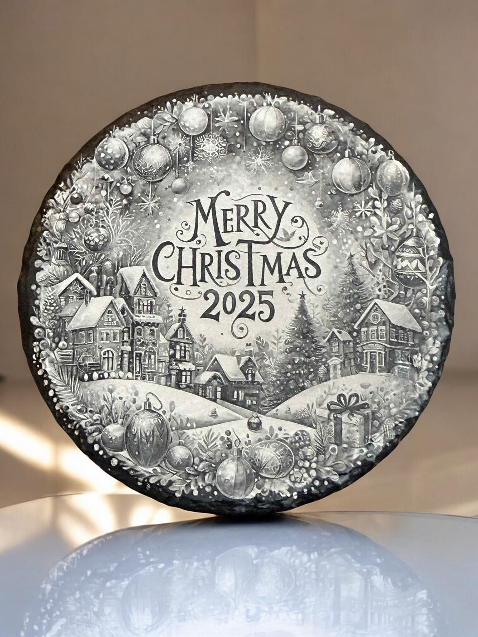 Engraved Christmas Slate Coaster: Rustic Holiday Designs - Etsy