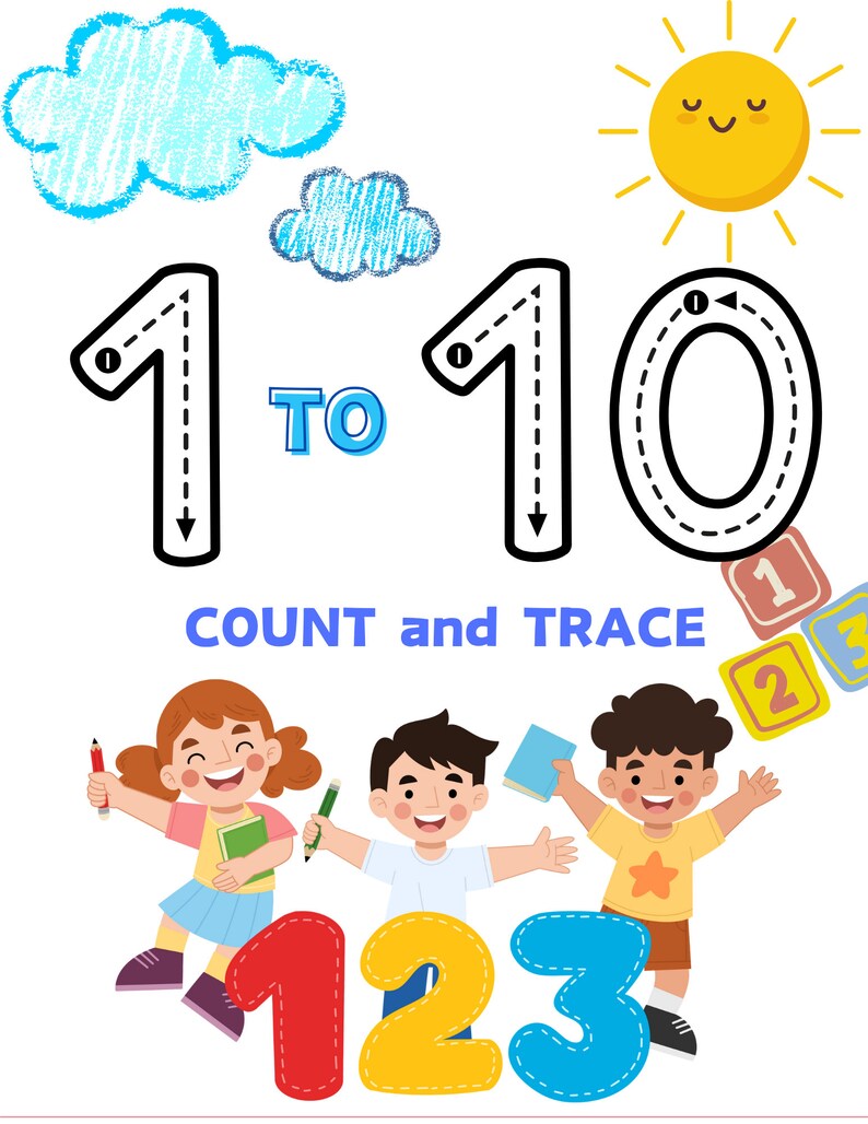 1-10, Number Tracing, Handwriting Practice, Kindergarten Worksheets ...