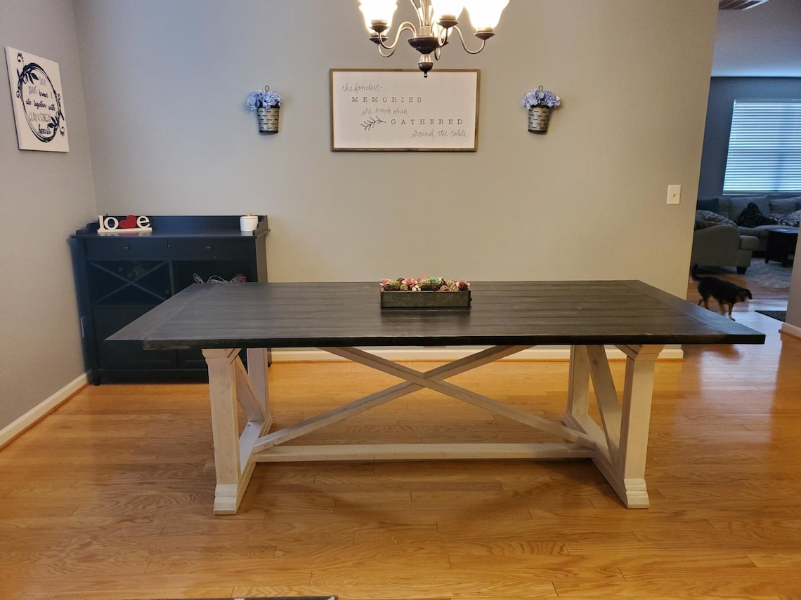 Farmhouse Dining Table Plans, DIY Furniture Plans, Woodworking Plans ...