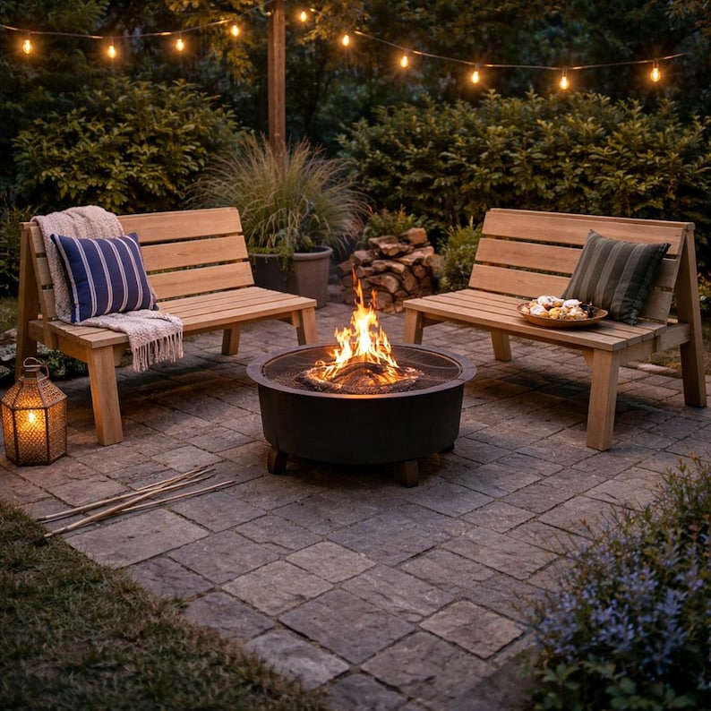 Campfire Bench Plans | DIY Outdoor Seating PDF - Etsy