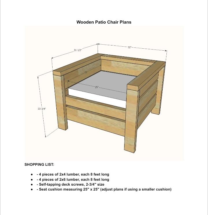 DIY Outdoor Chair Plans, Garden Chair Plans, Outdoor Furniture, PDF ...