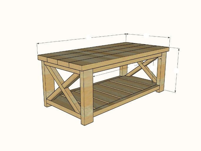 Rustic Farmhouse Coffee Table Plans PDF Download - Etsy