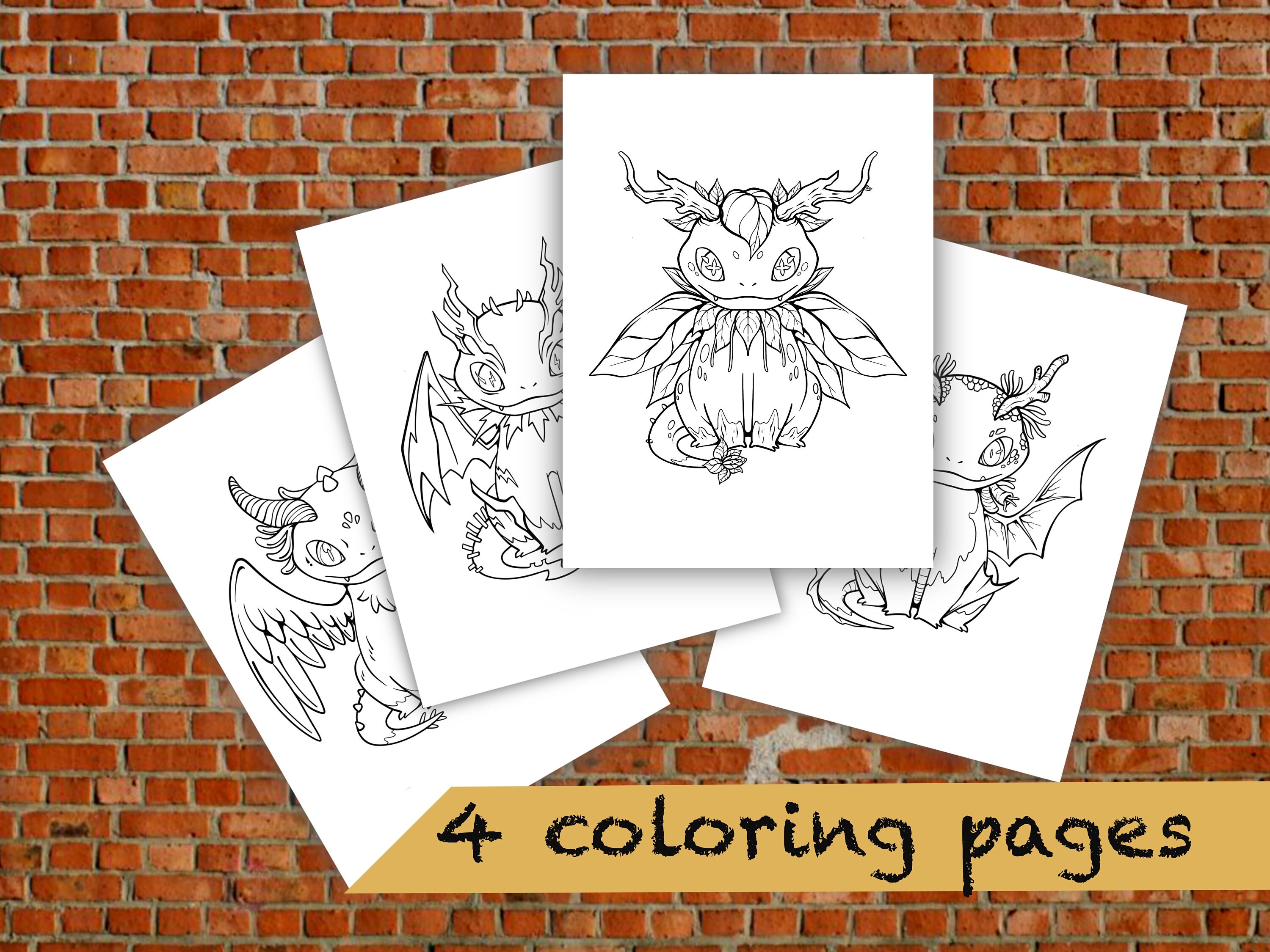 Cute Dragon Variant Coloring Pages - Etsy