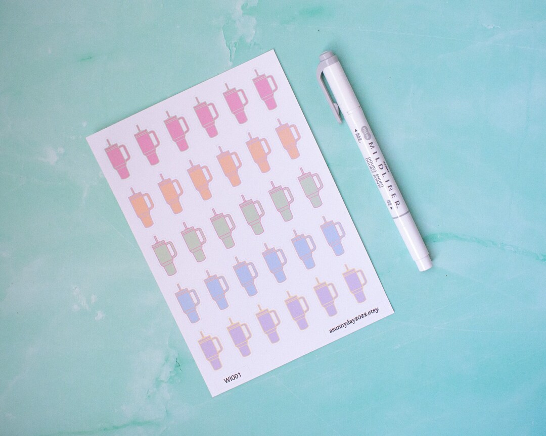 30 Pcs Water Tracker Stickers Tumbler Planner Sticker Icons Water ...