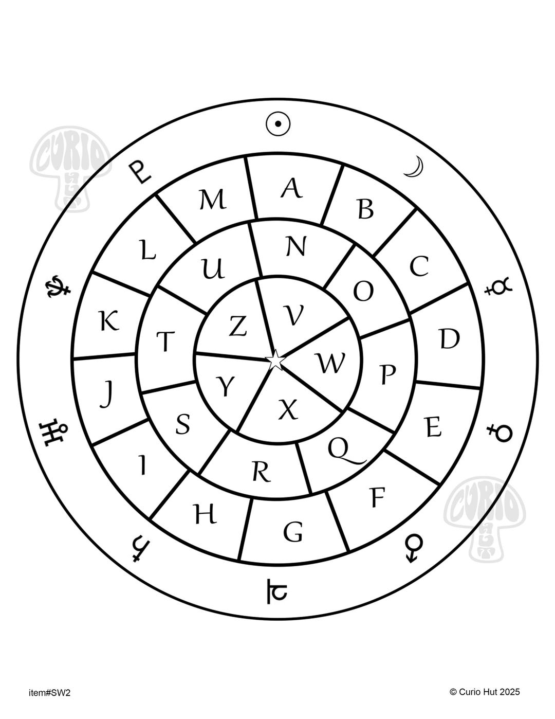 Planetary Sigil Wheel – Celestial Symbol Board for Magical Intentions ...