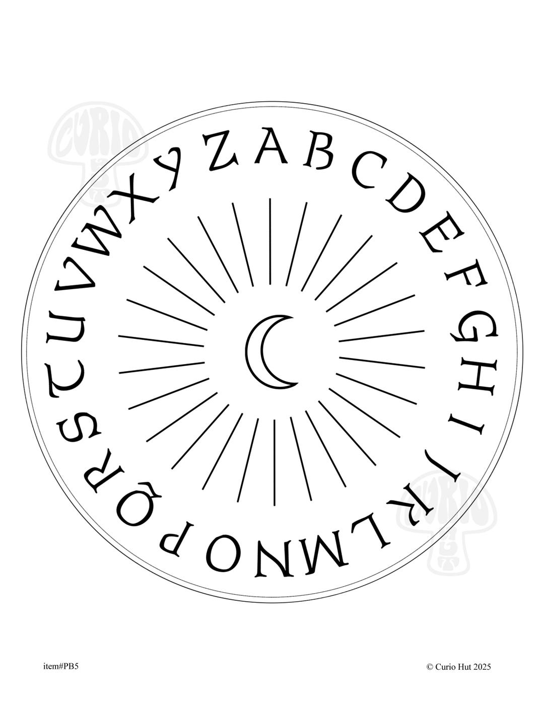 A–Z Pendulum Board – Letter Only - Alphabet Divination Chart to Print ...