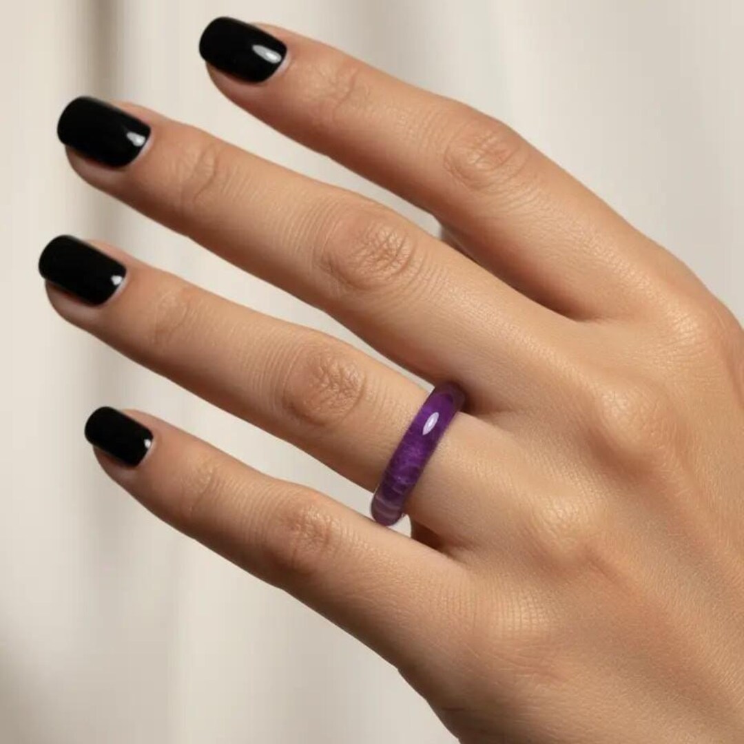 Natural Amethyst Mineral Solid Band Ring – Calming, Clarity, Intuition ...