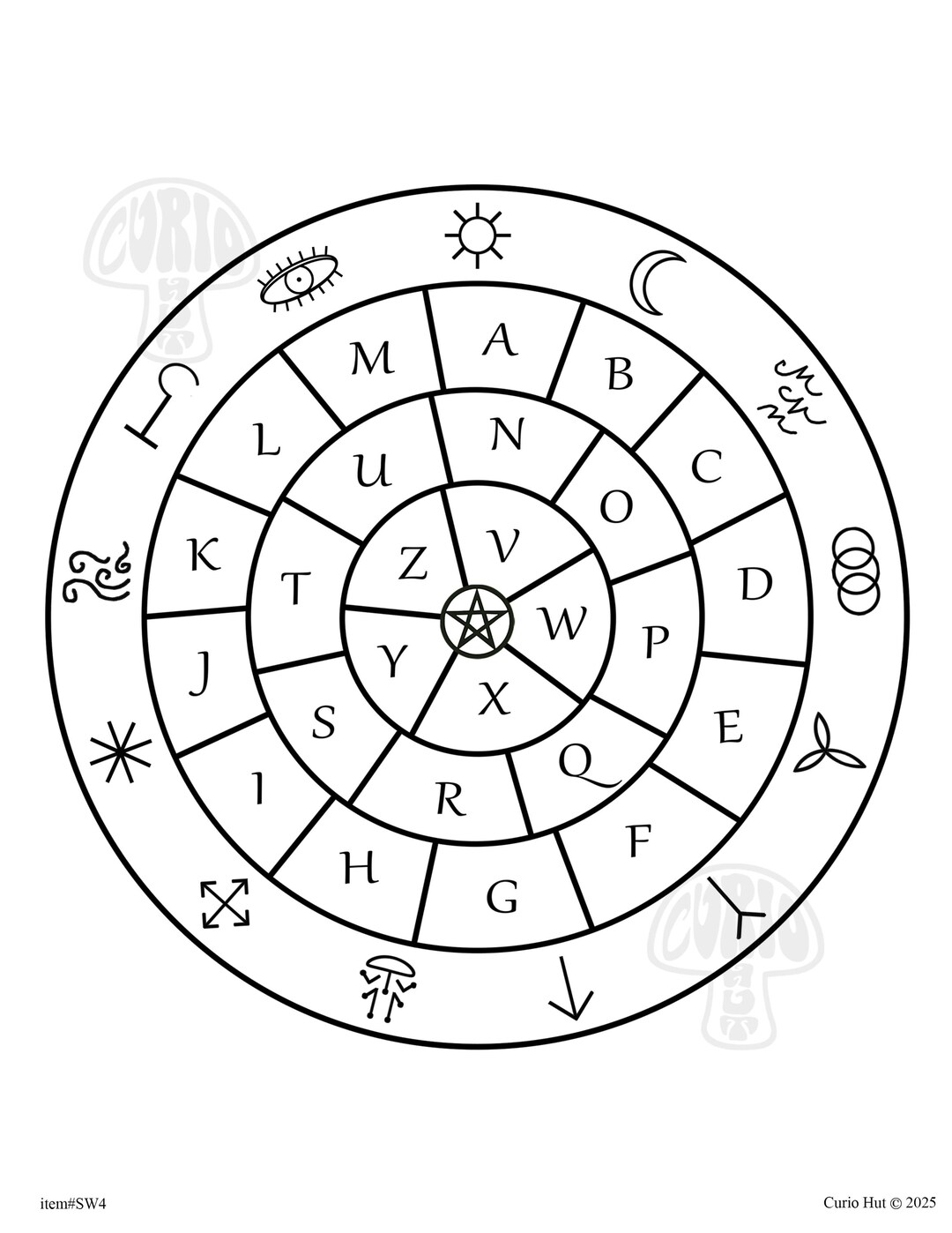 Witches Runes Sigil Wheel – Symbol Board for Divination and Spellwork ...