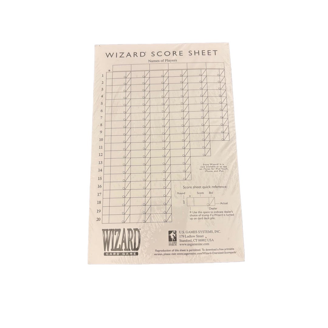 Wizard® Oversized Scorepads – 80 Sheets for All Versions of Wizard Card ...