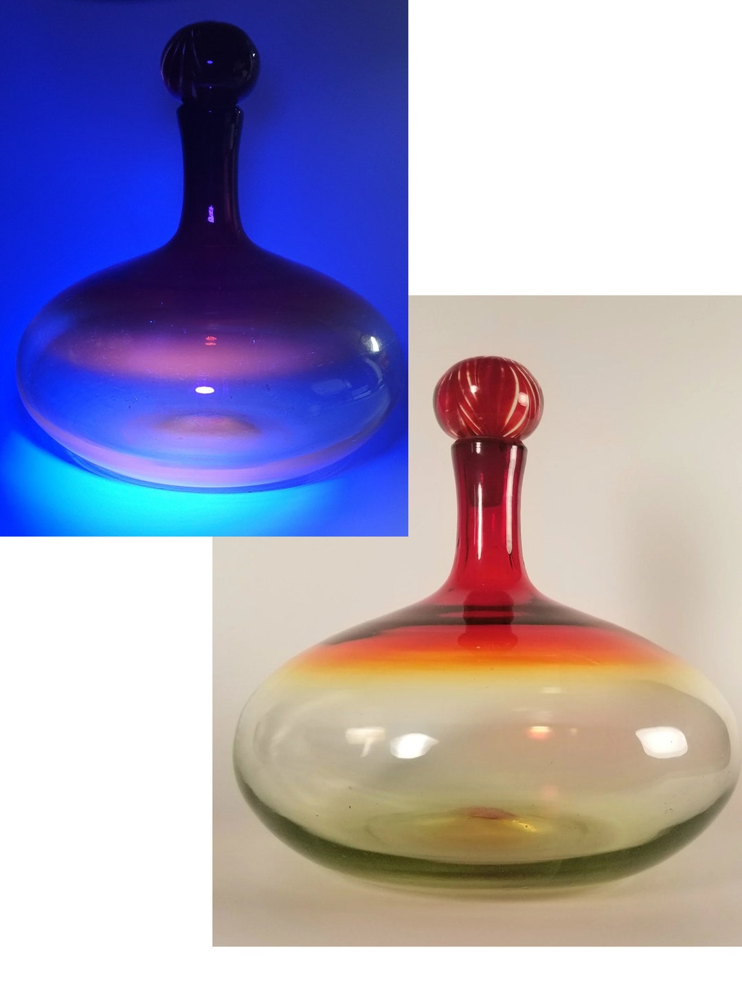Huge Blenko 6716 Tangerine Decanter Glows Vintage + Charisma Stopper - Etsy