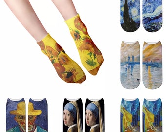 Van Gogh Socks Sunflowers Socks Starry Night Socks Art - Etsy