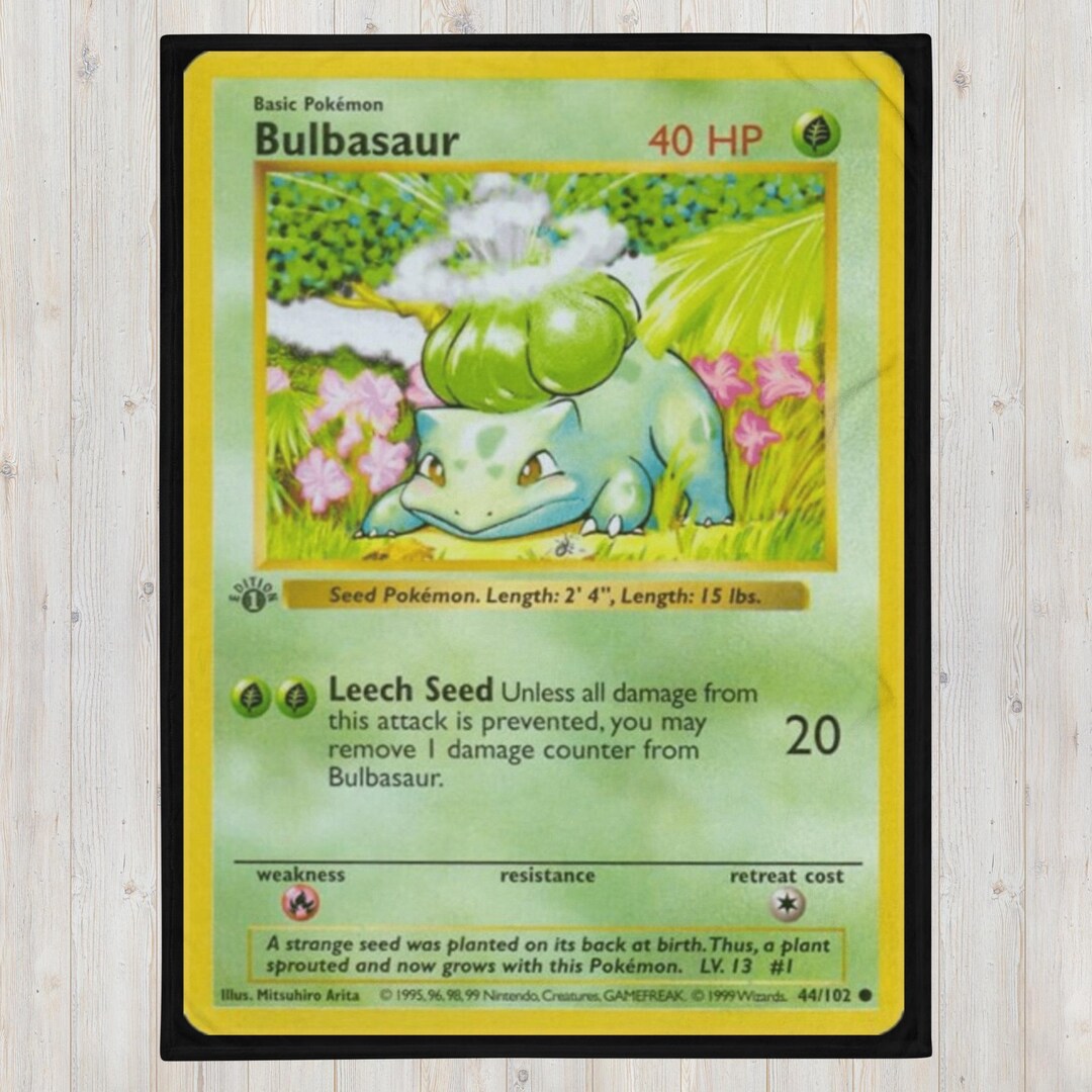 Bulbasaur Pokemon Card Throw Blanket - Etsy