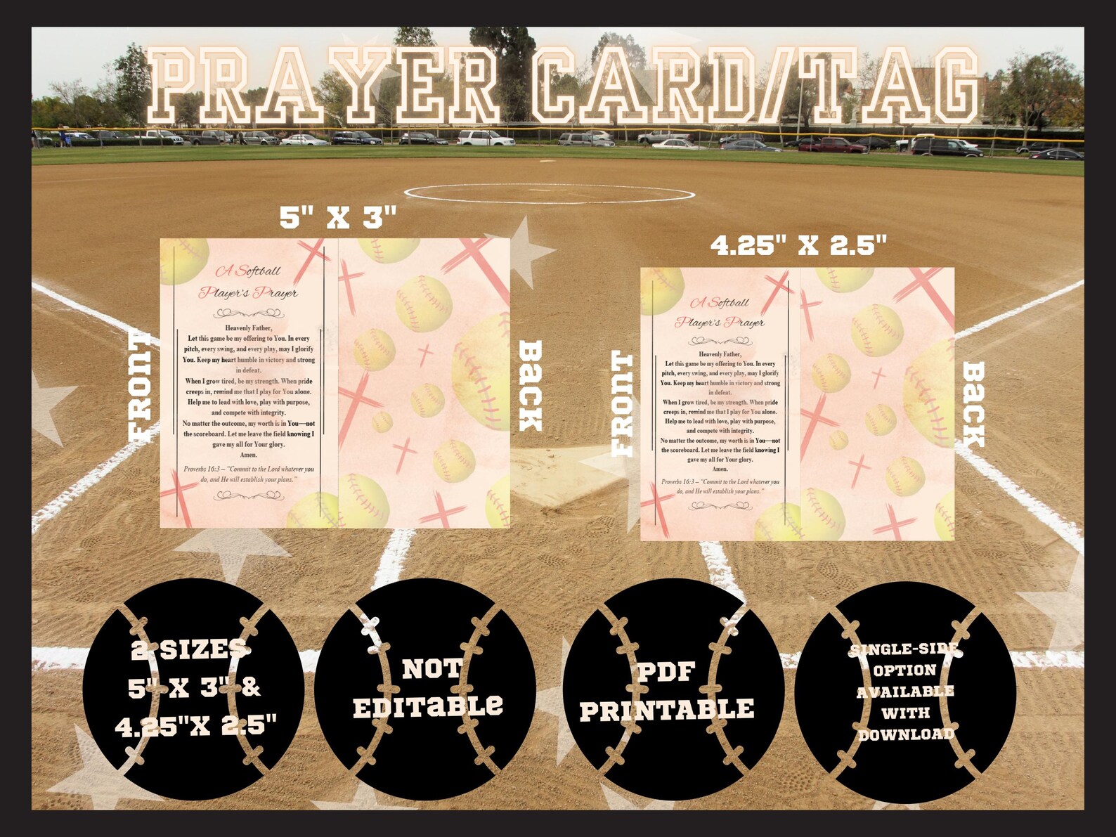 Softball Prayer Card for Faith-filled Athletes | Printable 8.5x11 ...