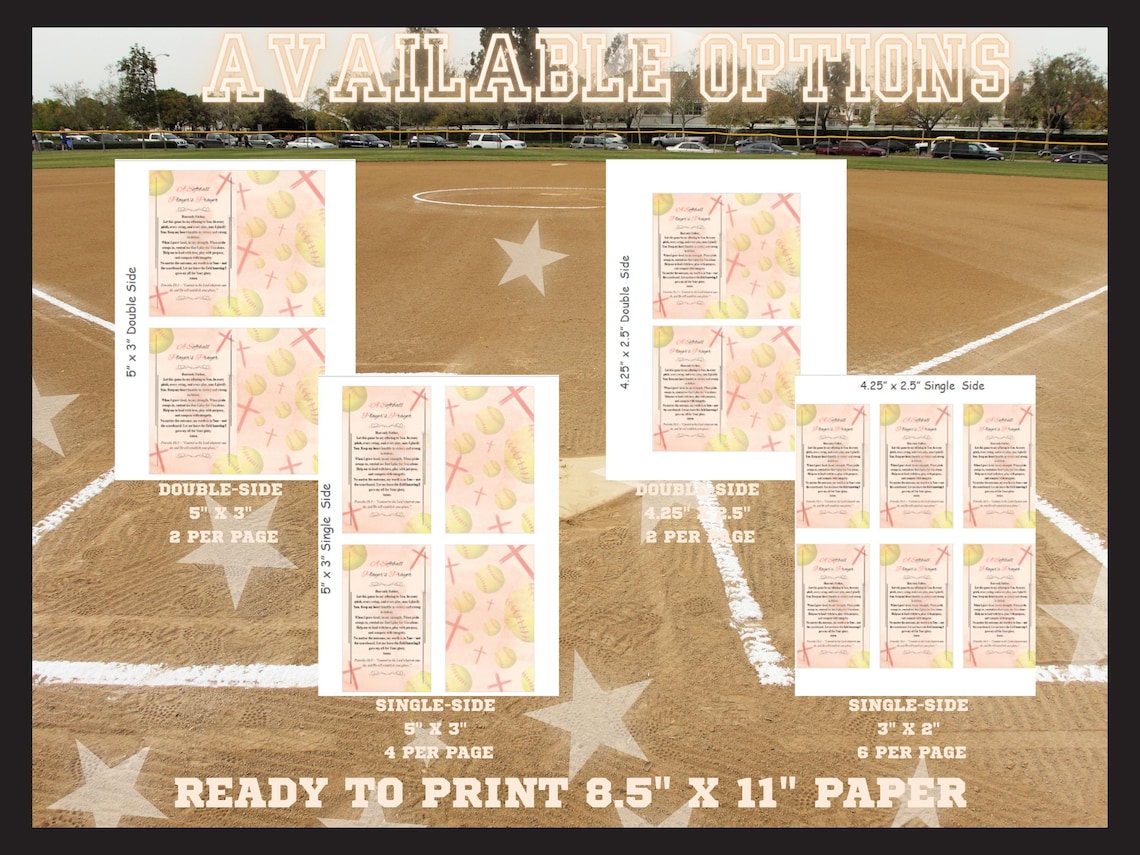 Softball Prayer Card for Faith-filled Athletes | Printable 8.5x11 ...