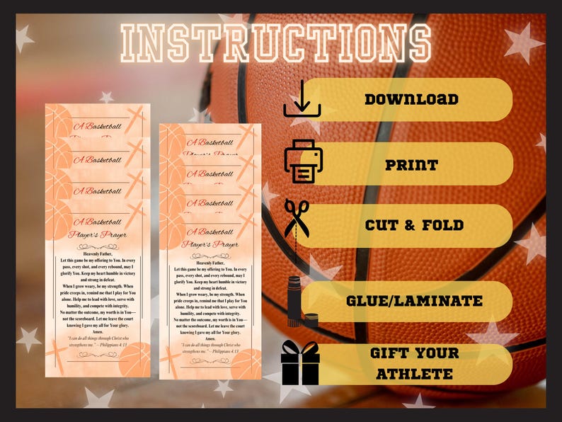Game Day Faith: Basketball Prayer Card for Athletes | Printable 8.5x11 ...